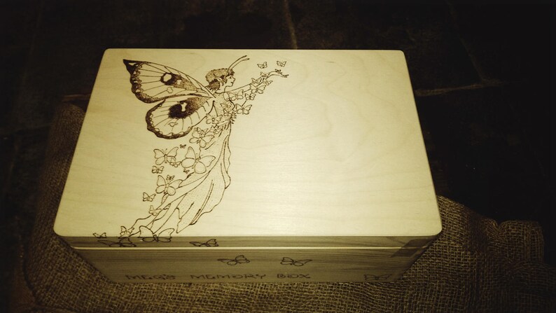 Large Memory Keepsake Wood Box Engraved, Pyrography Gorgeous Magical ...