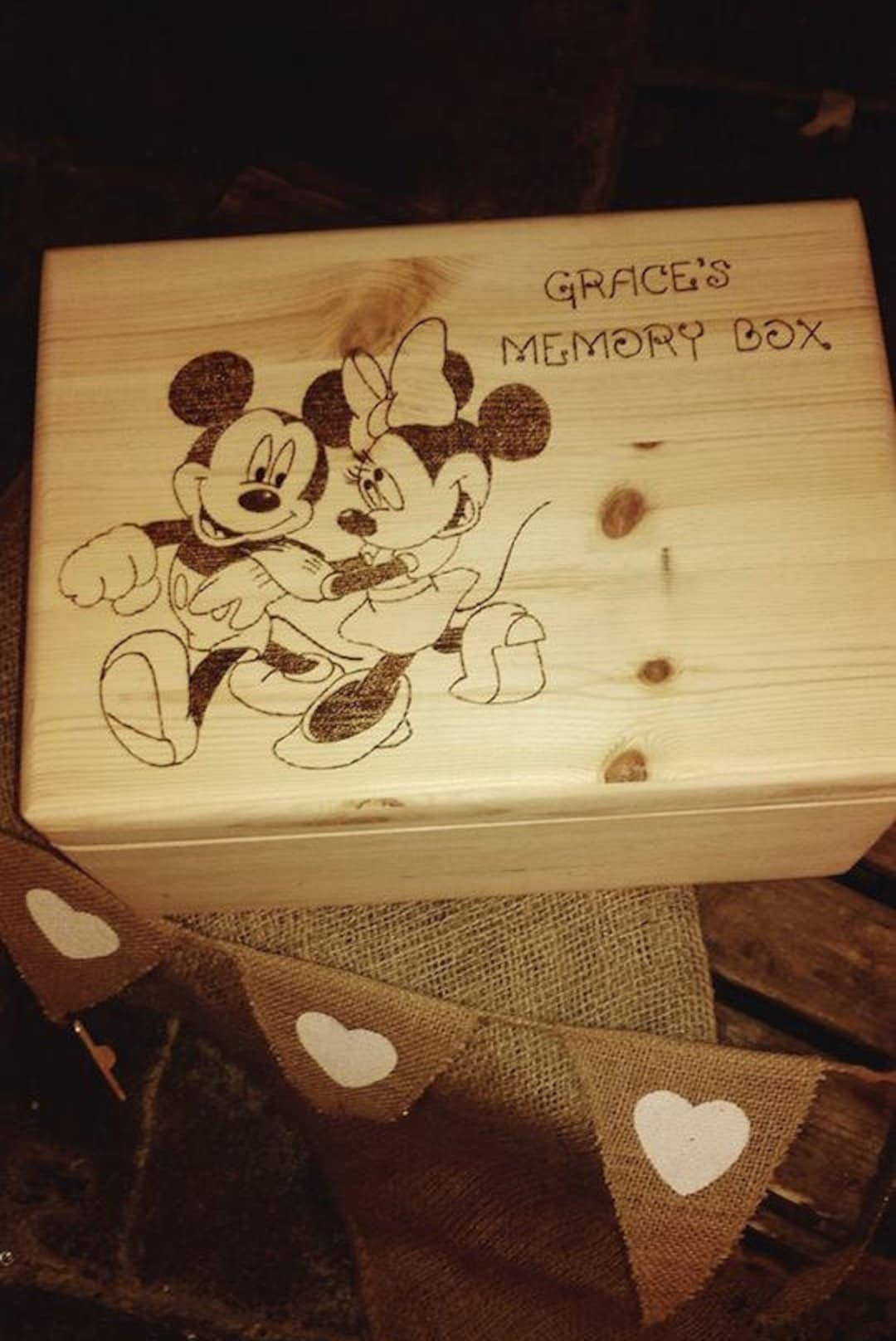 Hand Burned Mickey Mouse Keepsake Box: Personalized Wooden Memory Box ...