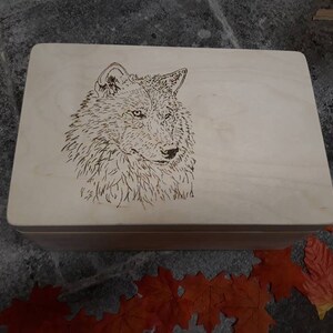 Memory Box Wolf Large Wooden Keepsake/memory Box, Stunning Engraved ...