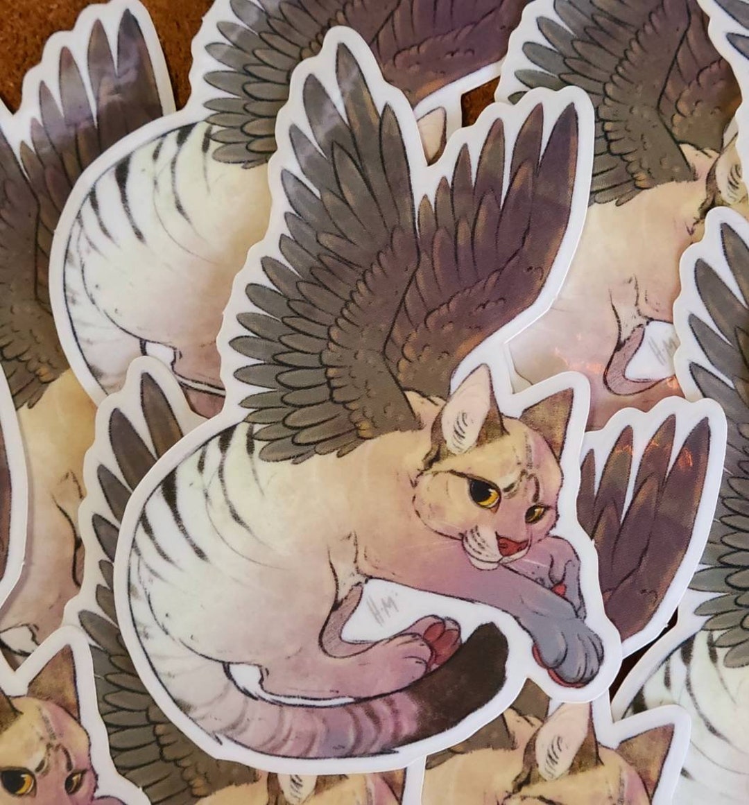 Winged Kitty Sticker - Etsy