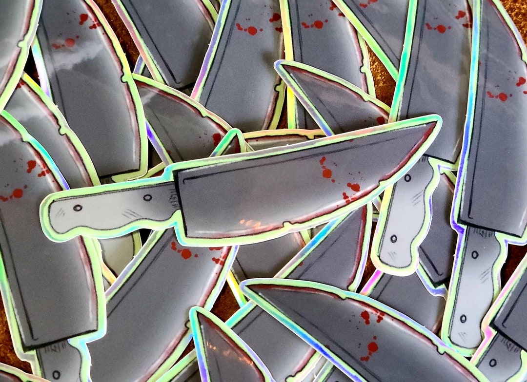 Holographic Bloody Knife Sticker - Etsy