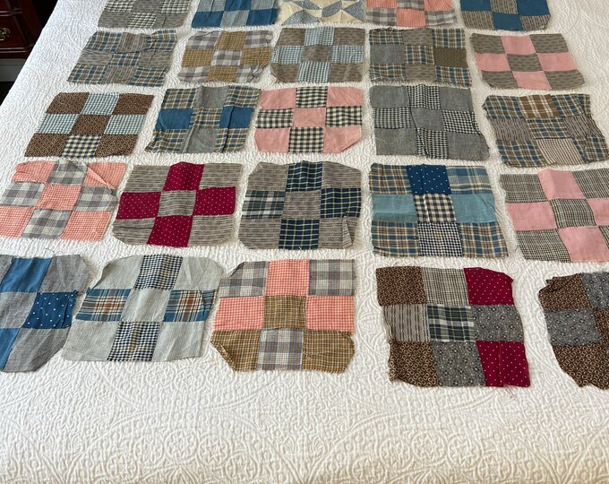 Antique 9 Patch Blocks. Fabrics Look to Be From Early 1900s. (25) 10 ...