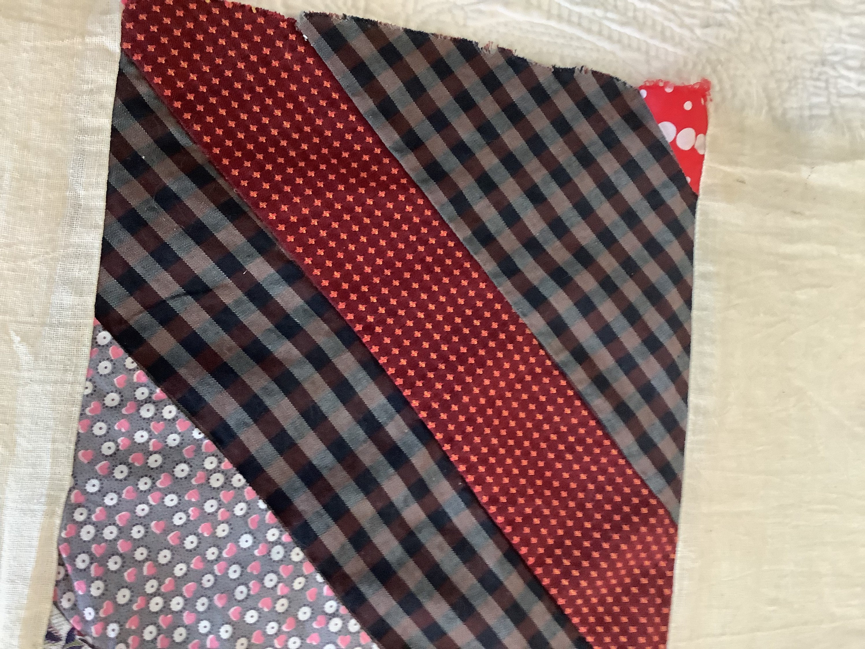 Vintage String Quilt Blocks With Muslin,or Seed Sacks. 61”x89 ...