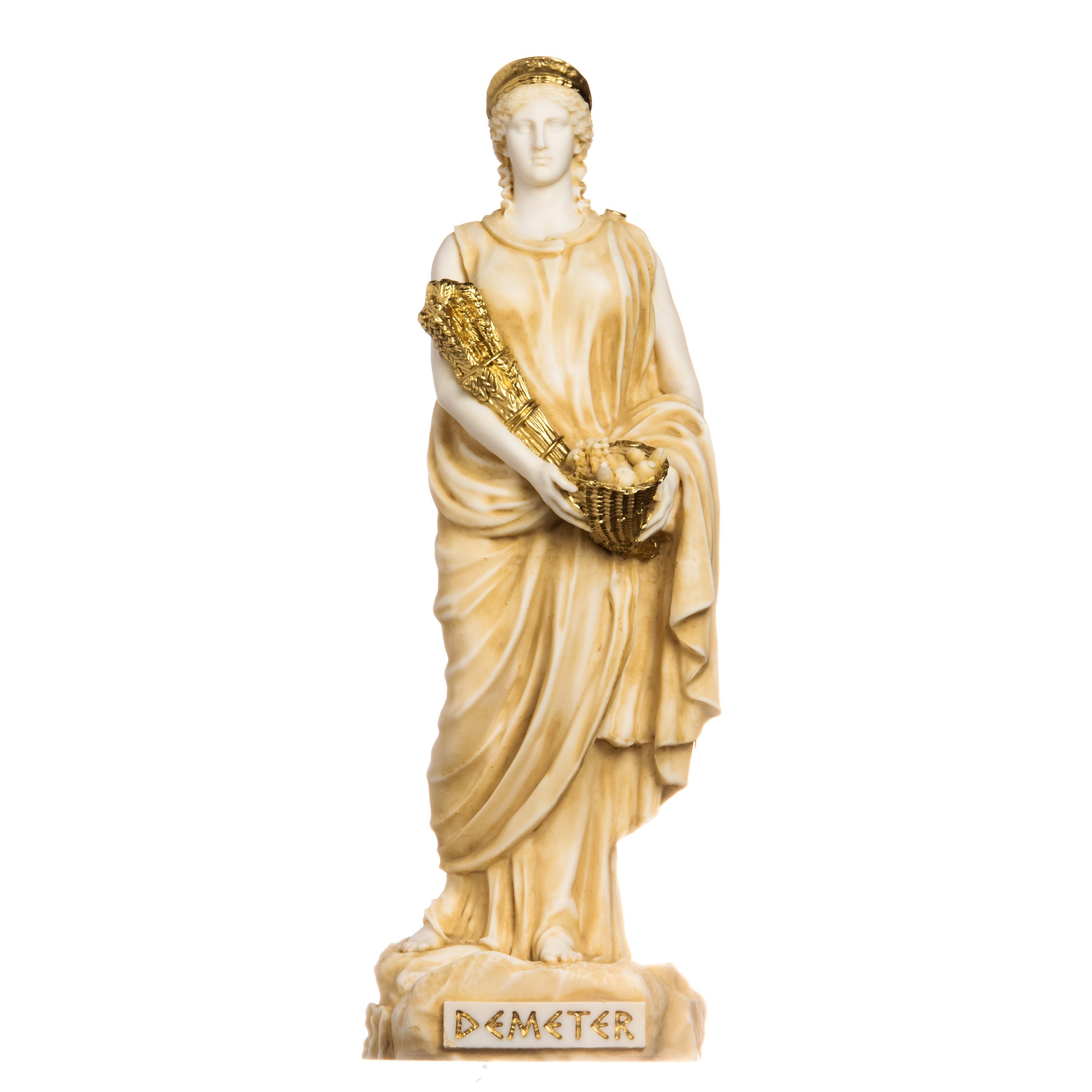 Demeter Goddess of the Harvest and Agriculture Alabaster Statue Gold ...