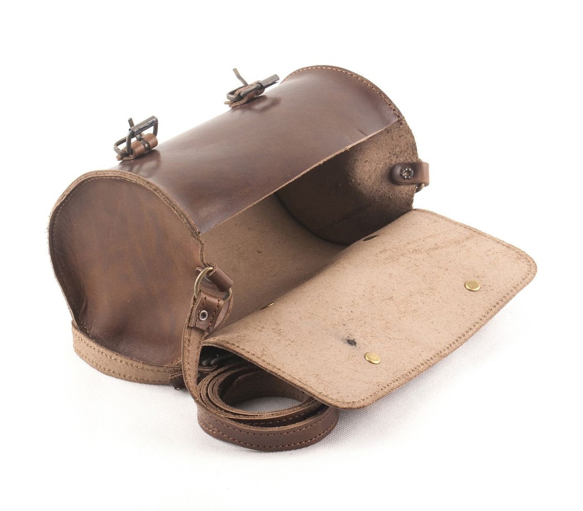 Leather Barrel Shoulder Bag Natural Tan Beige Vintage Brown - Etsy