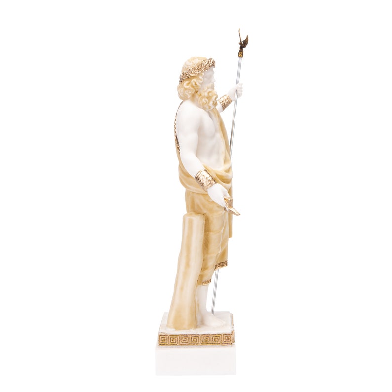 Zeus Greek God Jupiter Thunder Statue Figurine Gold Alabaster - Etsy