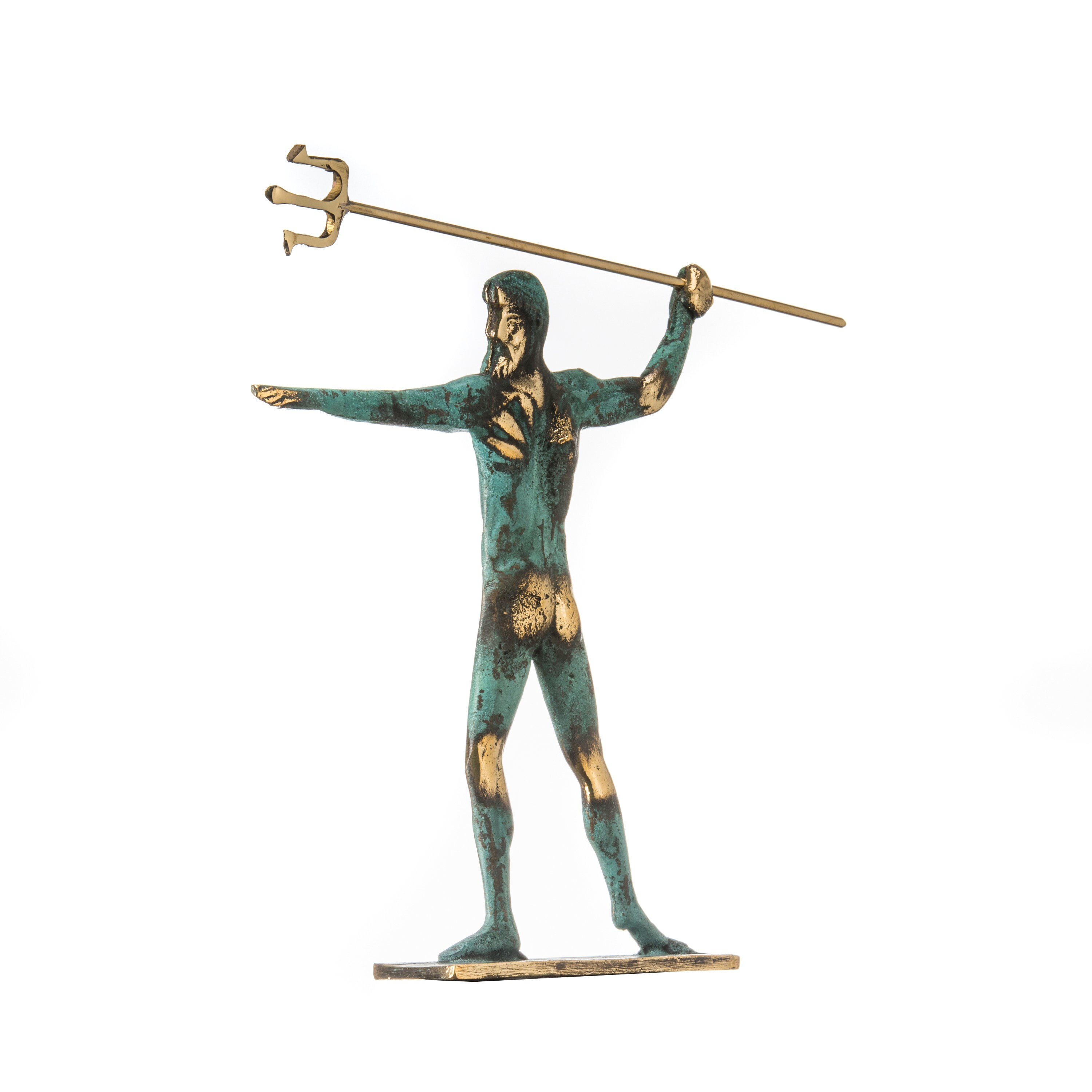 Poseidon Greek God of the Sea With Trident Statue Handmade Solid Bronze ...