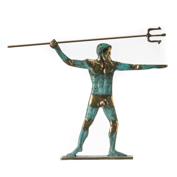 Poseidon Greek God of the Sea With Trident Statue Handmade - Etsy
