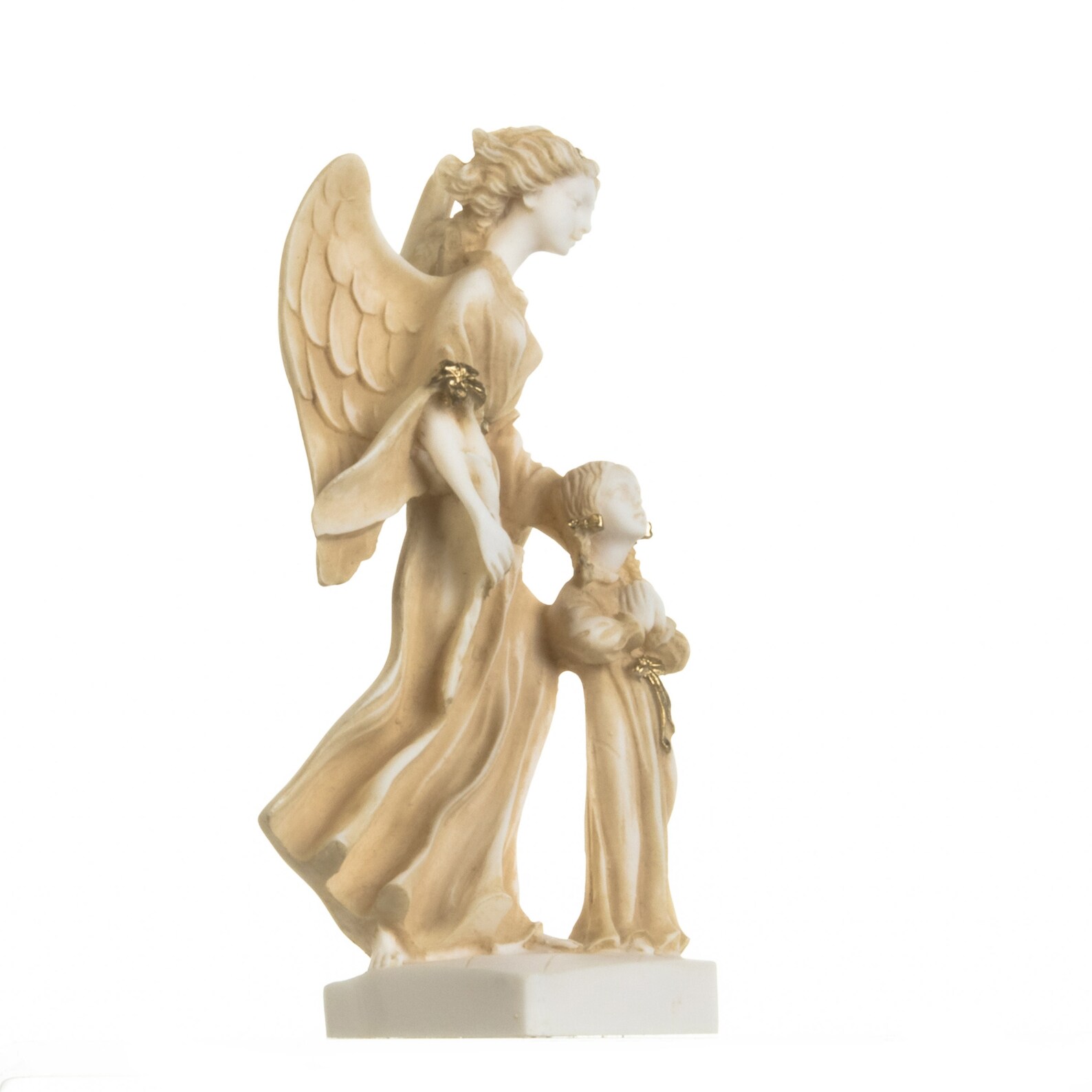 Guardian Angel With Girl Figurine Alabaster Statue Handmade - Etsy
