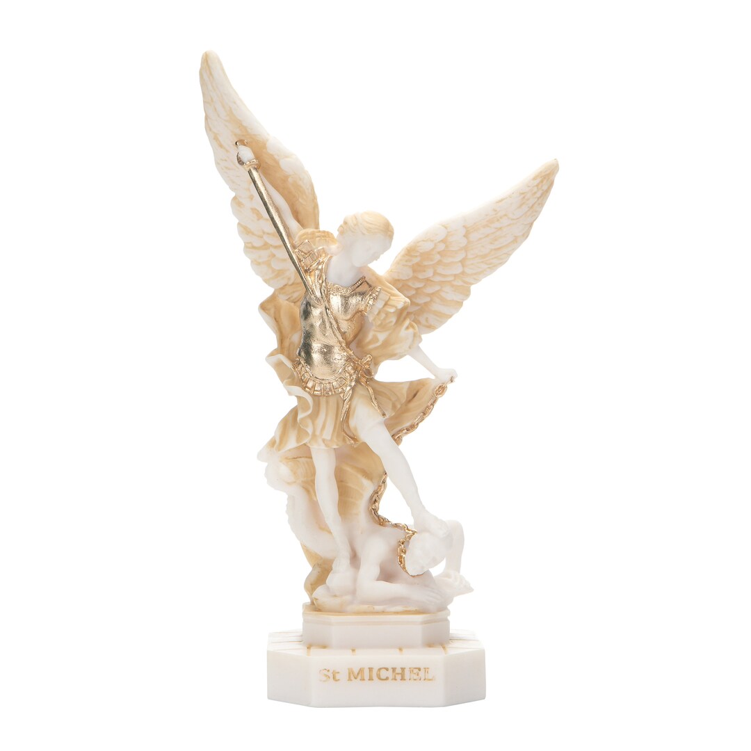 Archangel Holy Michael Statue Sculpture Vs Lucifer Gold Tone 8.85 ...