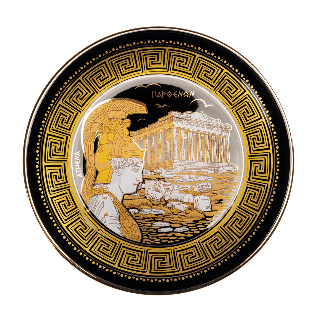 Athena Parthenon With Meander Ancient Greece Plate Handmade Ceramic 9.4 ...