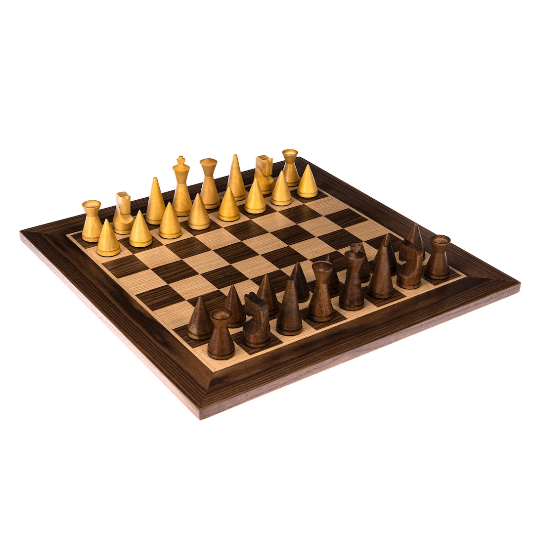Manopoulos Chess Set Walnut Wood Oak Board Modern Style Handmade 16x16 ...