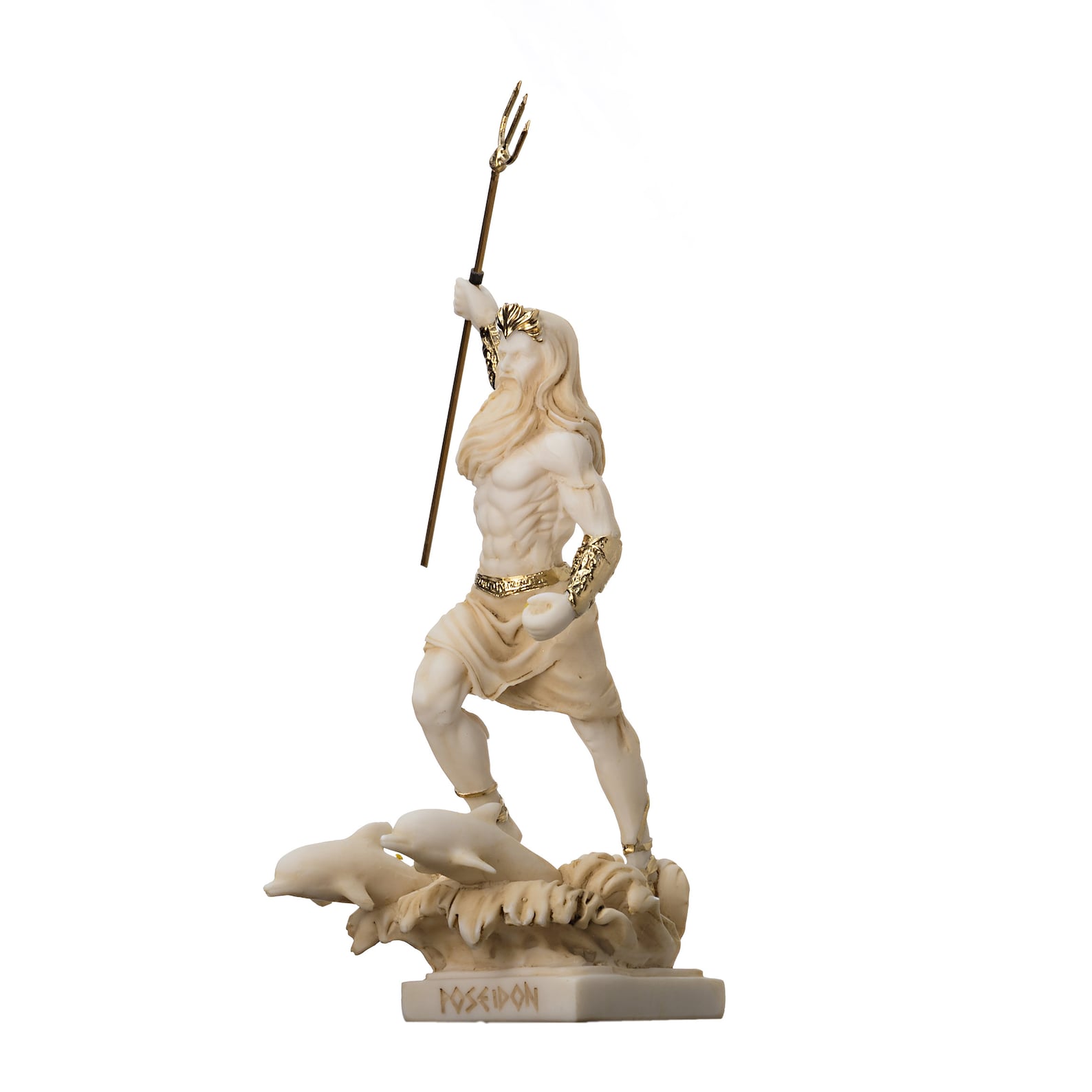 Poseidon Greek God of the Sea With Trident Statue Figurine Gold ...