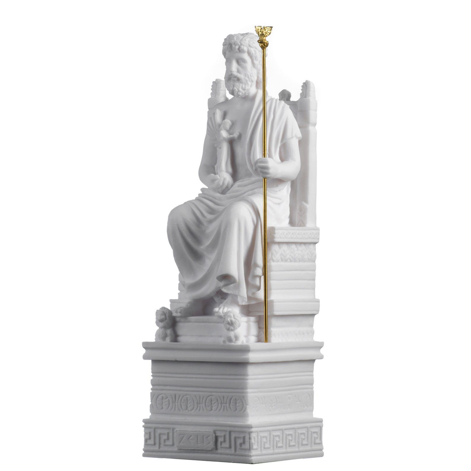 Zeus on Throne Jupiter God Greek Roman Statue Art Sculpture Figure Home ...
