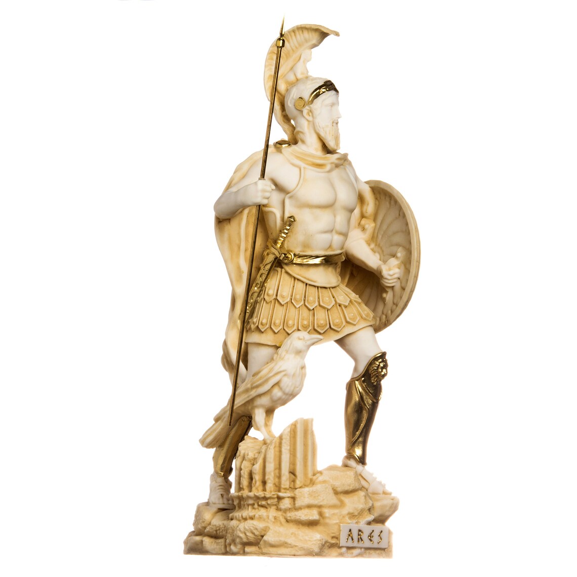 Ares Mars God of War Zeus Son Roman Statue Alabaster Gold Tone 14 ...