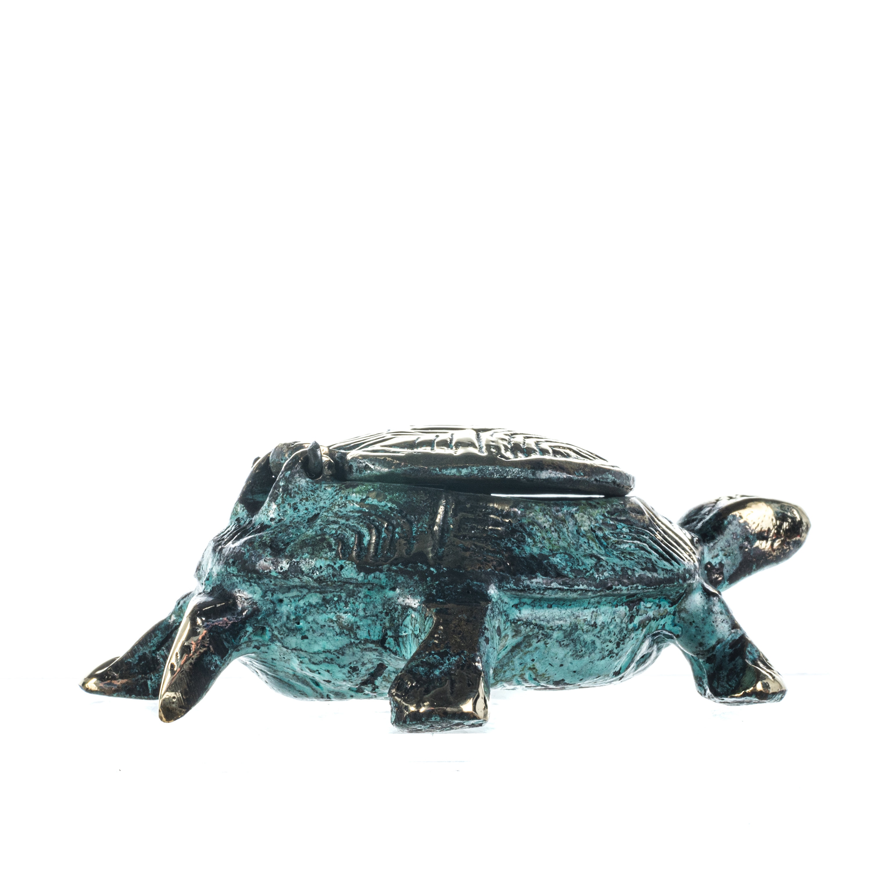 Turtle Shell Ashtray Solid Bronze Green Gold Handmade Decoration Gift 4 ...