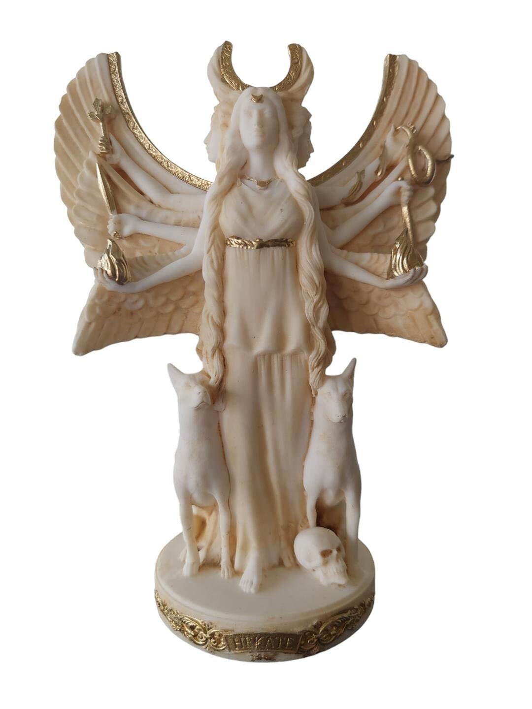 Hecate Statue Ancient Greek Triple Goddess of Magic Pagan Gold Tone 7 ...