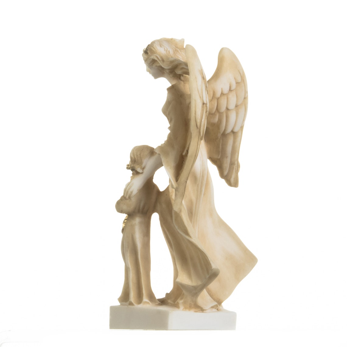 Guardian Angel With Girl Figurine Alabaster Statue Handmade - Etsy