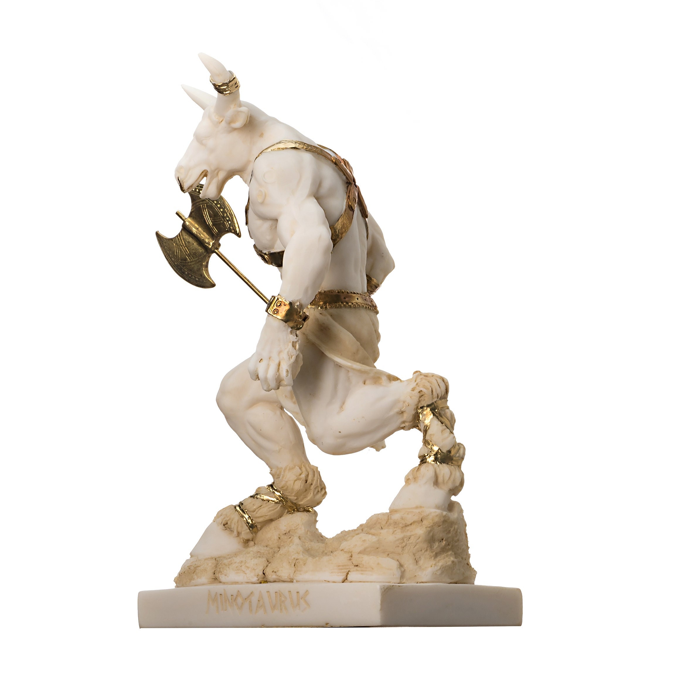 Minotaur Greek Mythology With Labrys Statue Gold Alabaster - Etsy