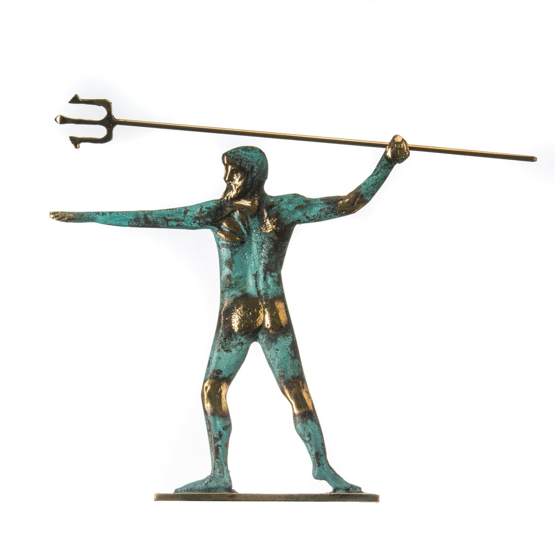 Poseidon Greek God of the Sea With Trident Statue Handmade Solid Bronze ...