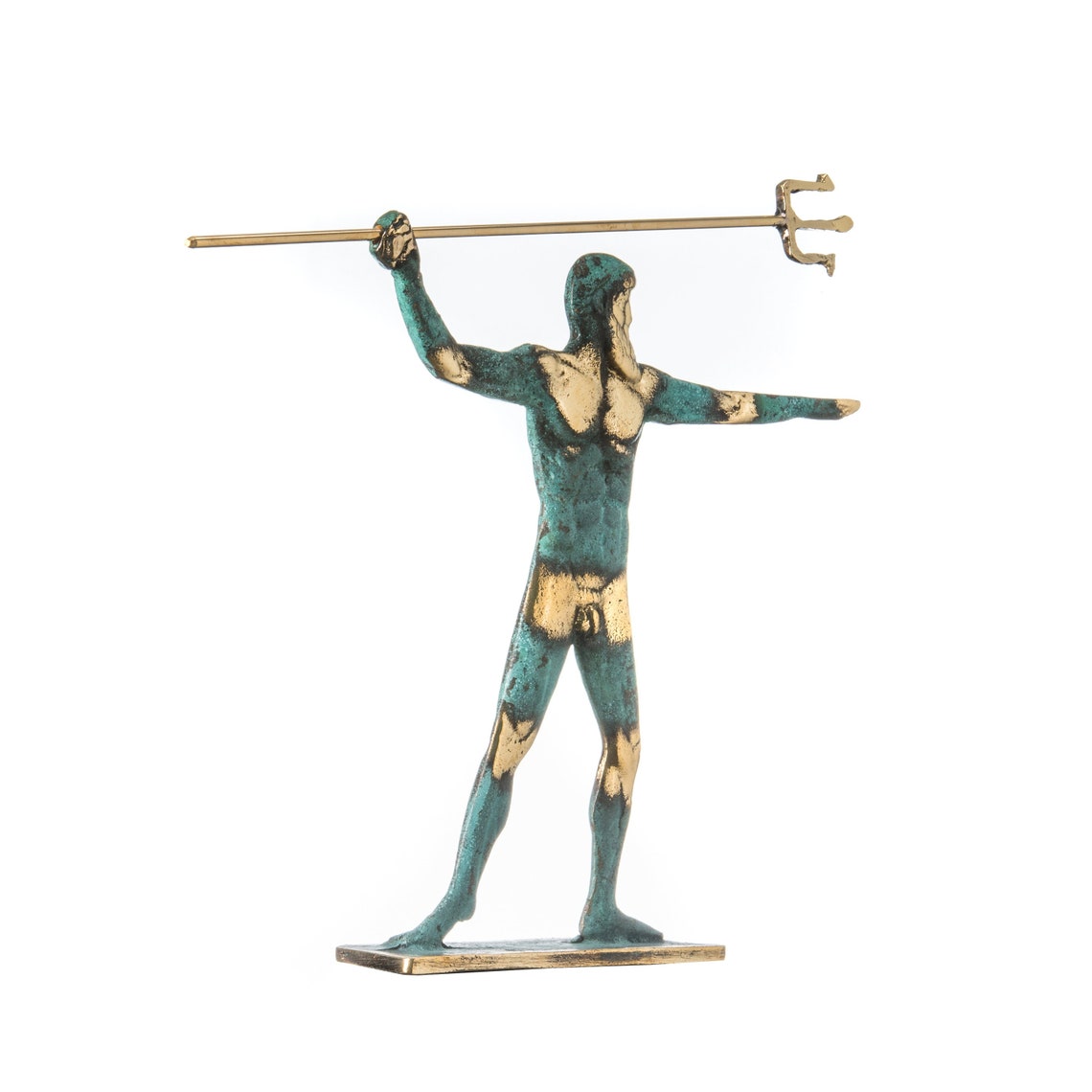 Poseidon Greek God of the Sea With Trident Statue Handmade Solid Bronze ...