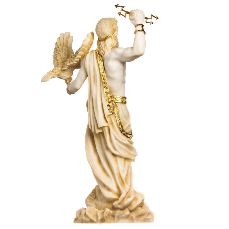Zeus Greek God Jupiter Thunder Statue Figurine Gold Alabaster 13.4" - Etsy