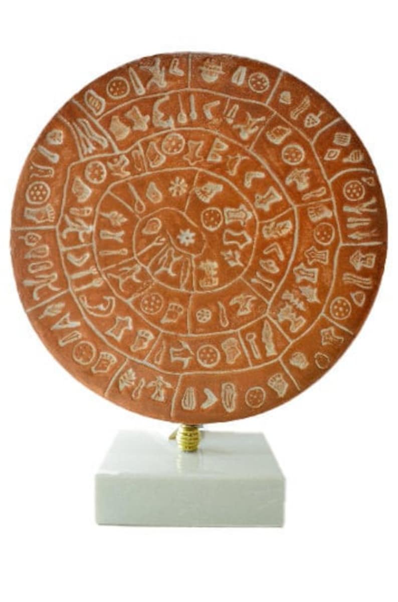 Minoan Phaistos Disc Fired Clay Crete Knossos Handmade 7" 18x15cm Clay ...