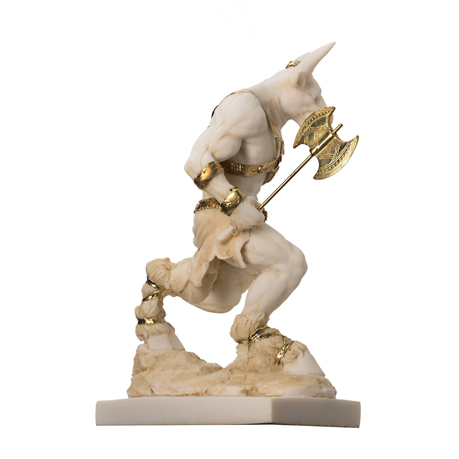Minotaur Greek Mythology With Labrys Statue Gold Alabaster 8'' - Etsy
