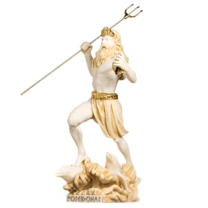 Poseidon Greek God of the Sea With Trident Statue Figurine Gold ...