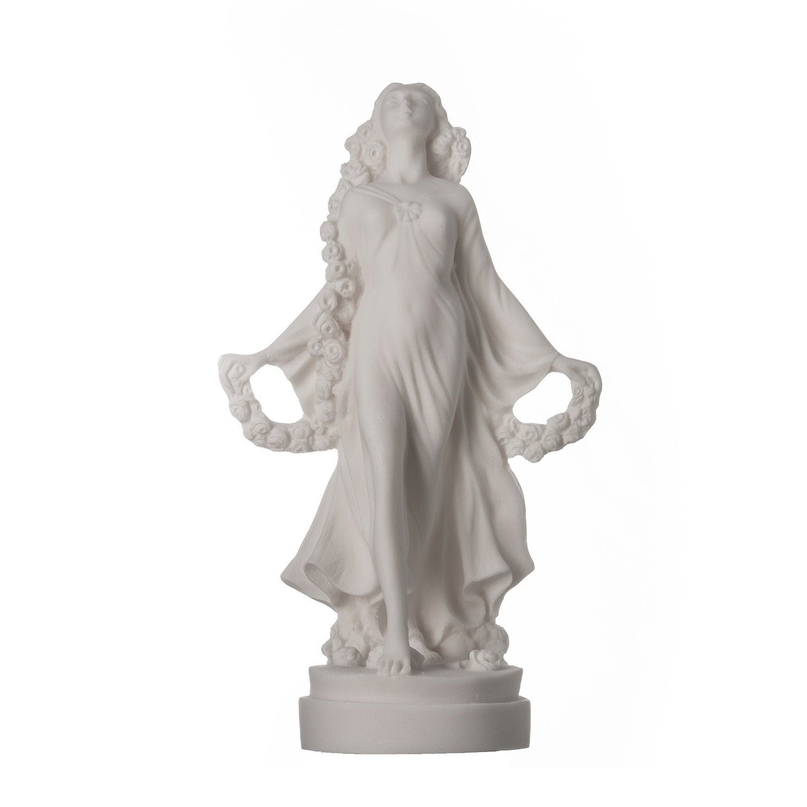 Flora Goddess / Maiden of Blossoms Flowers Molded Marble Resin Statue ...