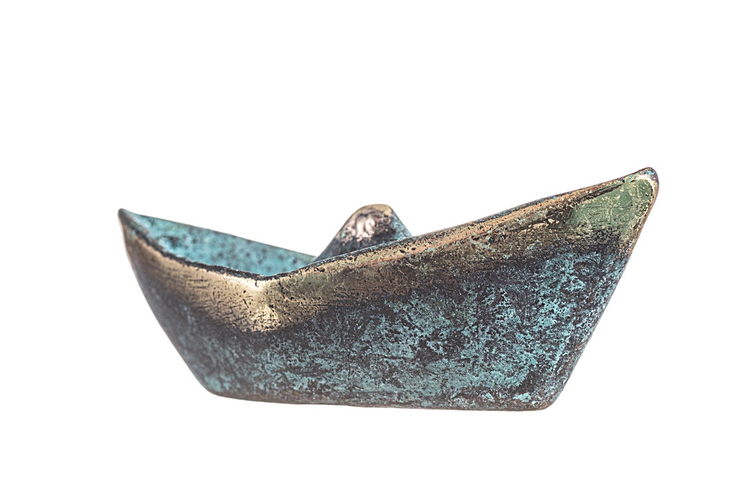 Greek Fishing Boat Ship Marine Solid Bronze Decor Miniature Statue ...