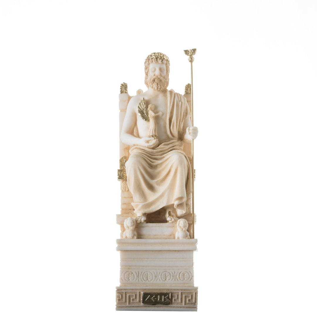 Zeus on Throne Jupiter God Greek Roman Statue Art Sculpture Figure Home ...