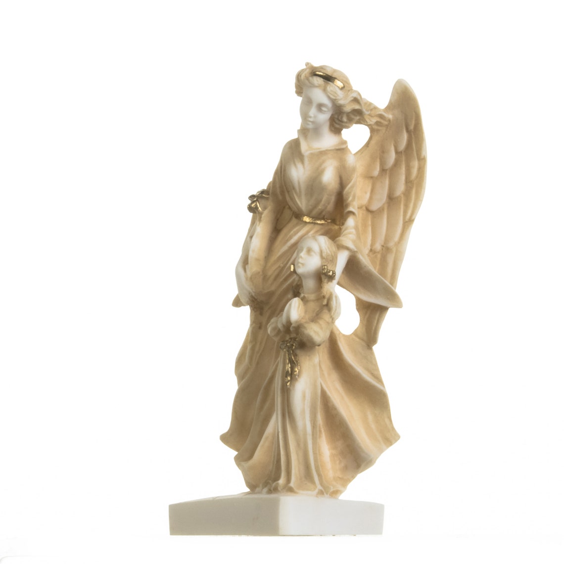 Guardian Angel With Girl Figurine Alabaster Statue Handmade - Etsy