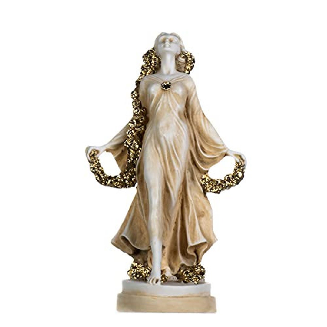 Flora Goddess Golden Maiden of Blossoms Flowers Molded Marble Statue ...