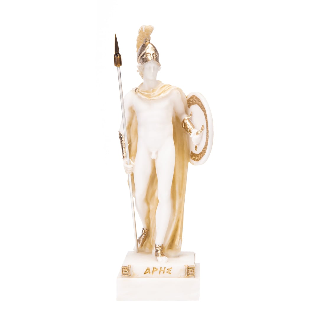 Ares Mars God of War Zeus Son Roman Statue Alabaster Gold Tone 7.4 ...