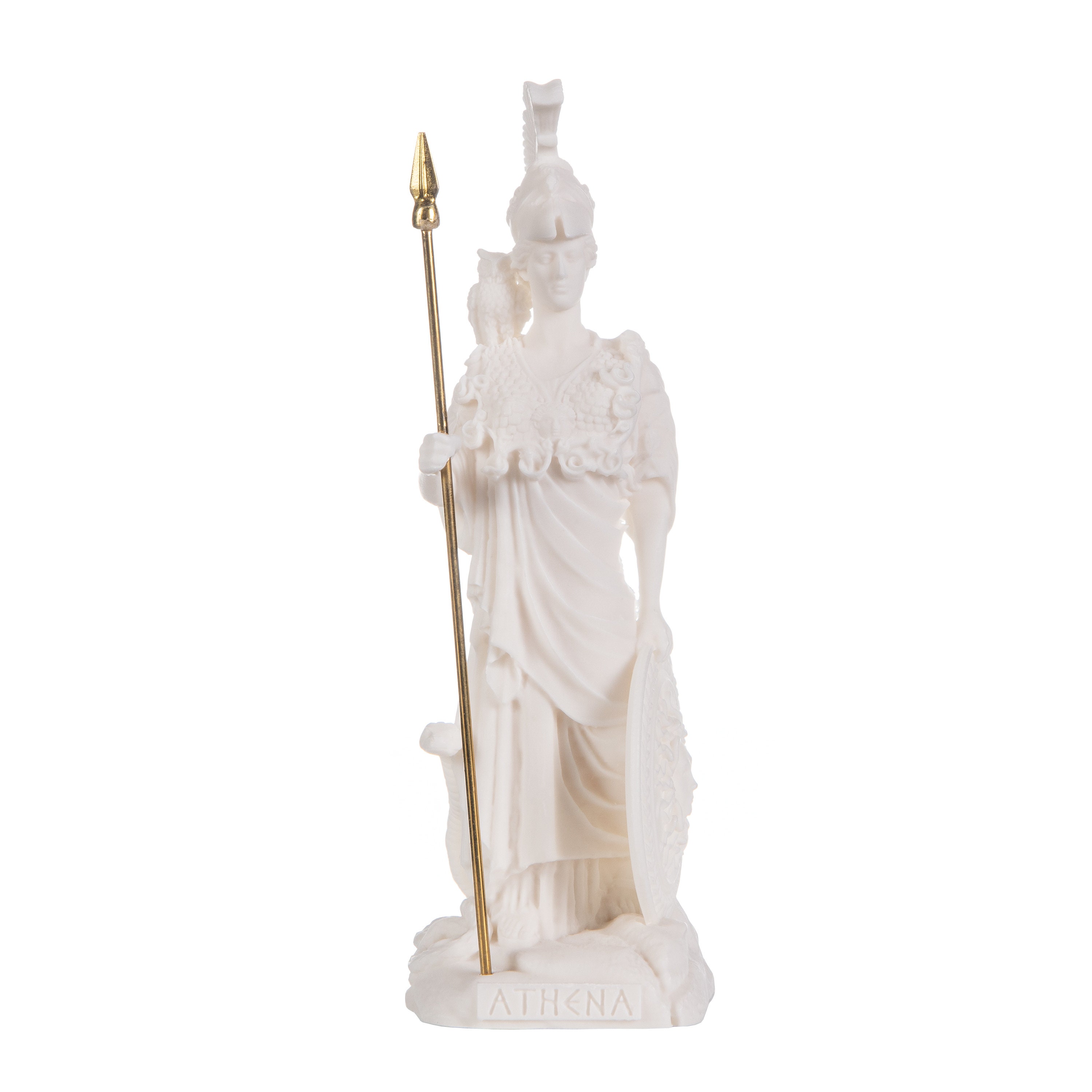 Athena With Owl Medusa Shield Goddess of Wisdom Alabaster - Etsy