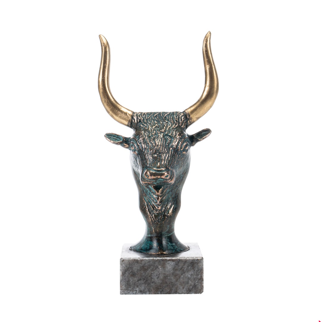 Minoan Minotaur Ancient Greek Mythology Head Bull Statue Bronze ...