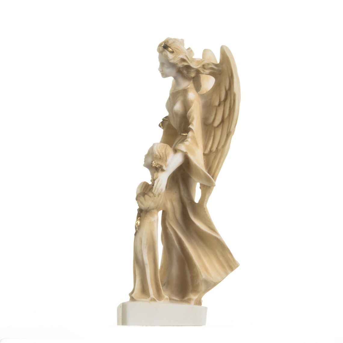 Guardian Angel With Girl Figurine Alabaster Statue Handmade - Etsy