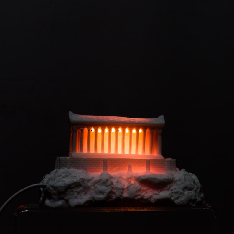 Parthenon Acropolis With Night Lamp Temple of Goddess Athena Alabaster ...