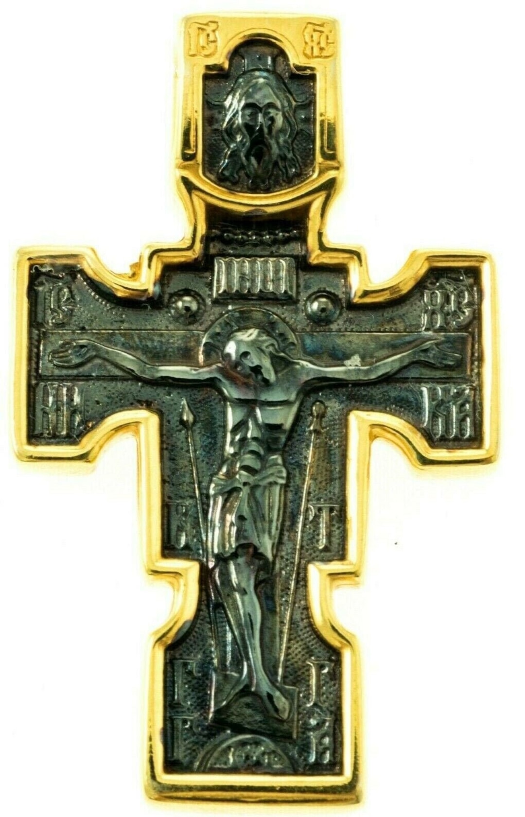 Orthodox Cross Greek Crucifix Sterling Silver Gold Plated Precious ...