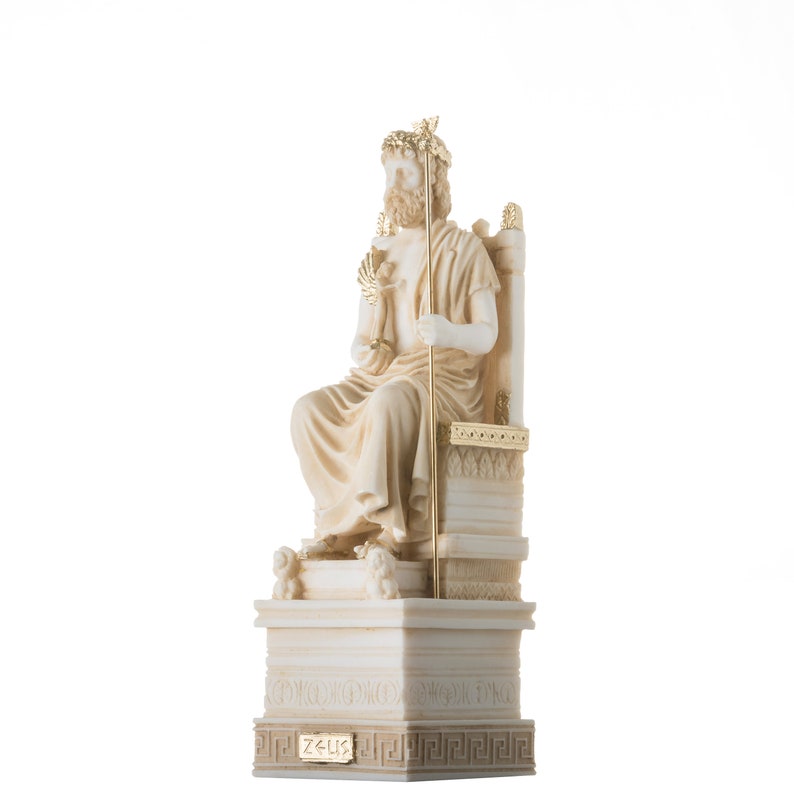 Zeus on Throne Jupiter God Greek Roman Statue Art Sculpture Figure Home ...