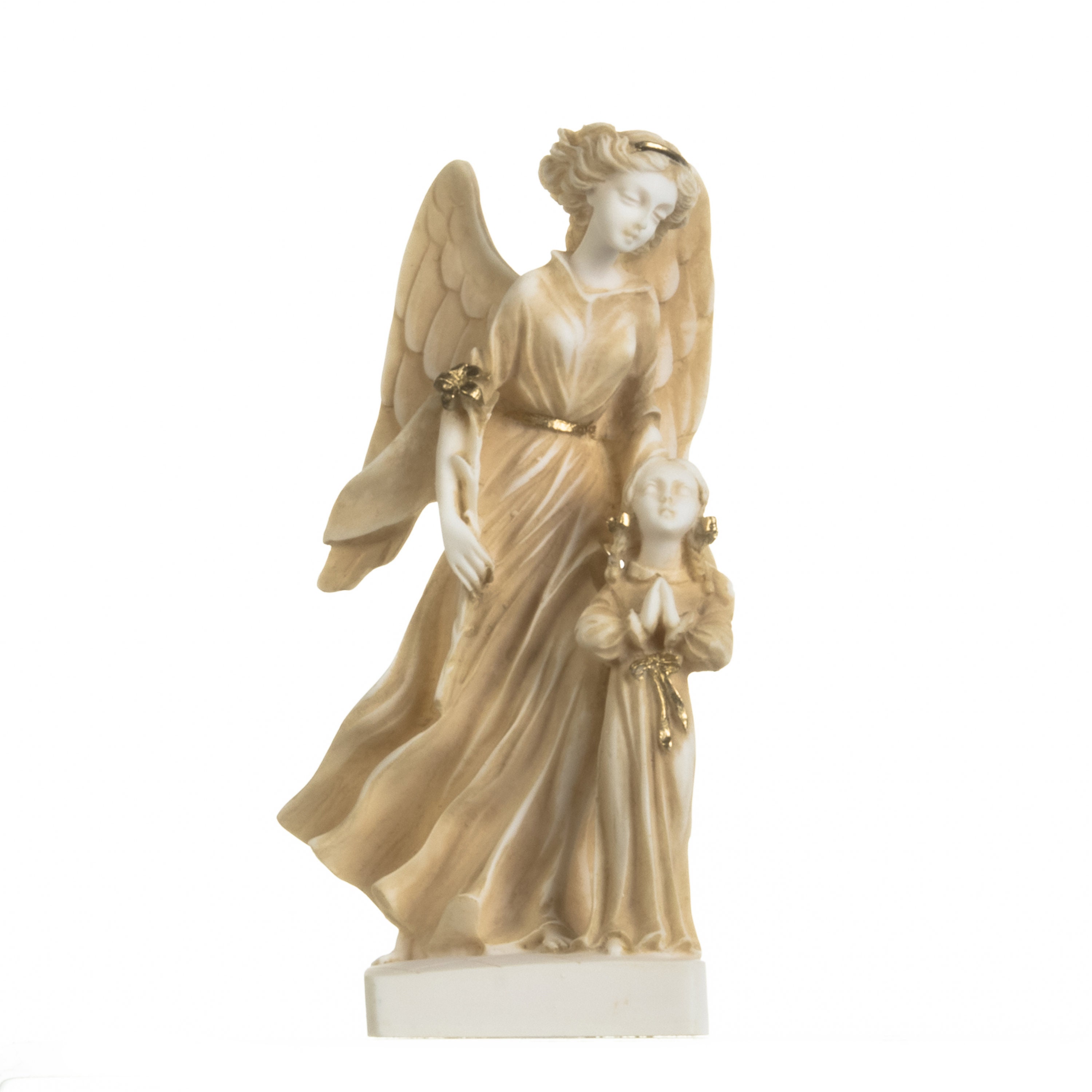 Guardian Angel With Girl Figurine Alabaster Statue Handmade - Etsy