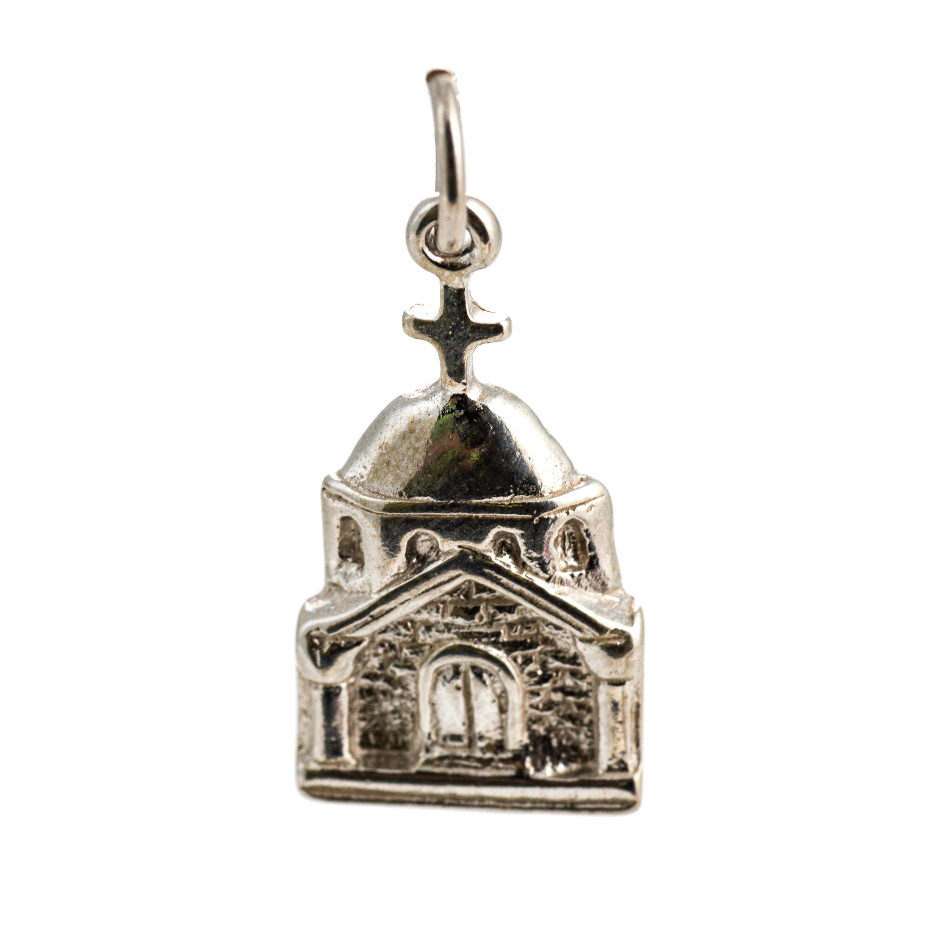 925 Sterling Silver Chapel Church Charm Religious Pendant Christian ...