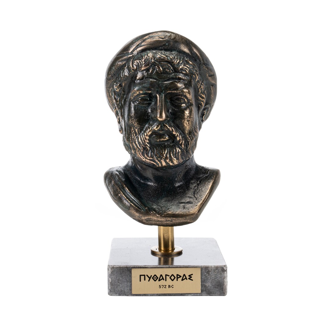 Greek Philosopher Pythagoras Bust Bronze Sculpture With Marble Base 5. ...