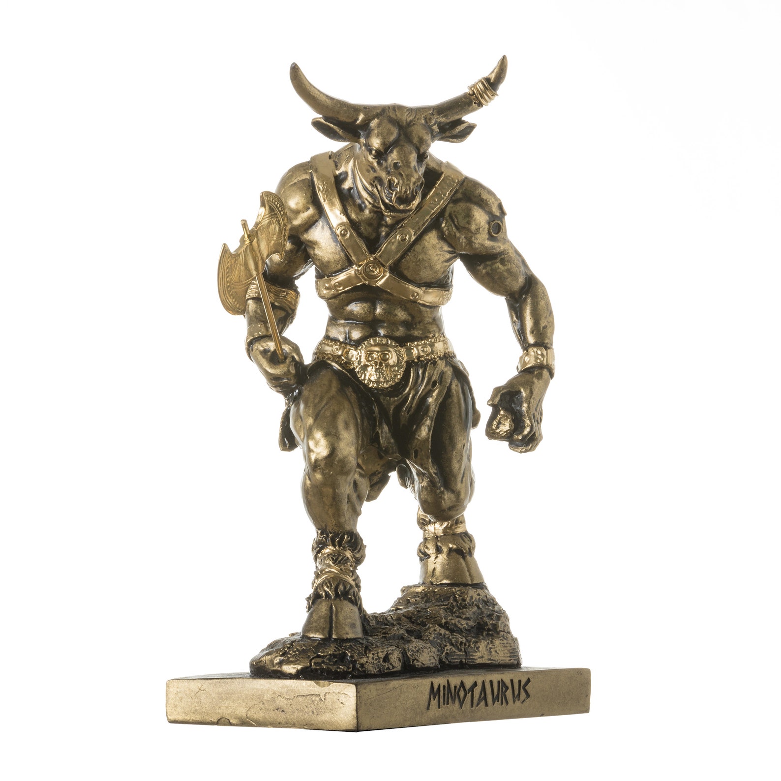Minotaur Greek Mythology With Labrys Statue Bronze Tone | Etsy