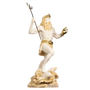 Poseidon Greek God of the Sea With Trident Statue Figurine Gold ...