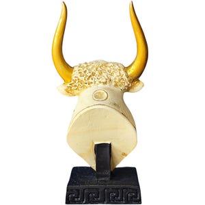 Minoan Minotaur Ancient Greek Mythology Head Bull Statue Resin White ...
