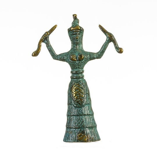 Sculpture Minoan Snake Goddess Bronze Sculpture Ancient Greek Handmade ...