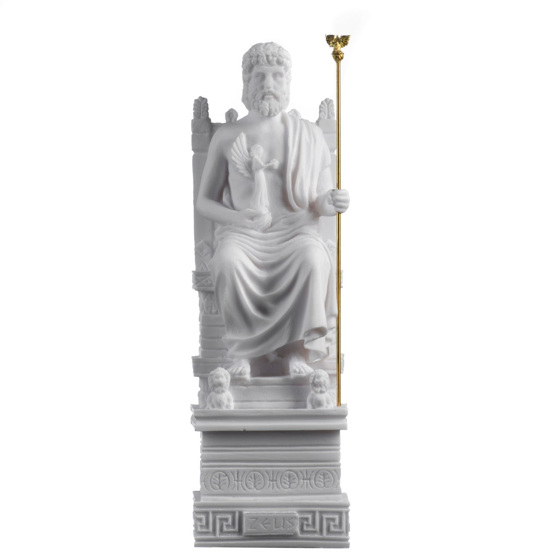 Zeus on Throne Jupiter God Greek Roman Statue Art Sculpture Figure Home ...