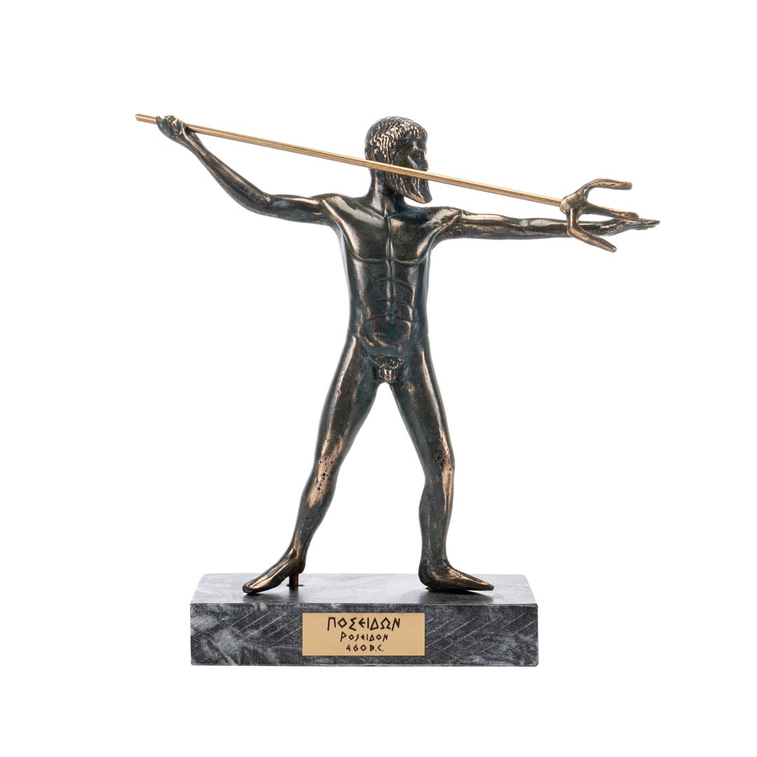 Poseidon Greek God of the Sea With Trident Bronze Statue Figurine With ...
